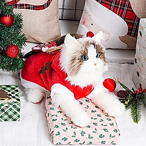 Pet Christmas Costume Santa Claus Dog Cat Cosplay Dress Outfits Warm Clothes Jumpsuit for Winter Xmas Puppy Dress Up Outfit Photo Props Accessories (Large)