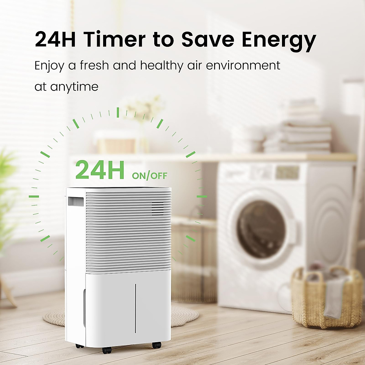 FREE VILLAGE Dehumidifier, 45 Pint (50 Pint Under 90°F/90% RH) Dehumidifiers for Home Up to 3500 Sq. Ft, Auto Drainage, Digital Control Panel, 24 Hr Timer, Dehumidifier for Basement, Bathroom, Bedroom