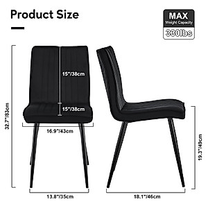 CLIPOP Modern Velvet Dining Chairs Set of 4, Mid Century Modern Dining Chair with Back, Upholstered Seat, Metal Leg, Armless Leisure Accent Chair, Vanity Chair for Living Room Lounge, Black