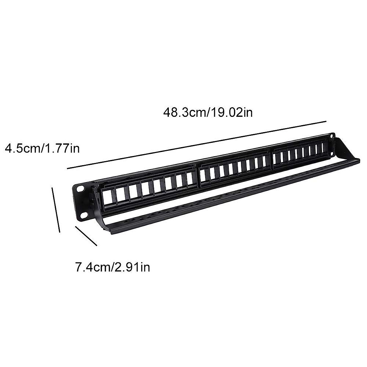 Diyeeni 19Inch 24 Port Data Patch Panel Mountable Data Patch Panel CAT6 Network Cable Rack Easy to use(Not Include Modules)
