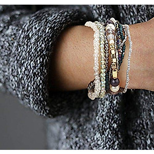 FIBO STEEL 6 Sets Bohemian Stackable Bead Bracelets for Women Stretch Multilayered Bracelet Set Multicolor Jewelry,Small Beads Stylish Style