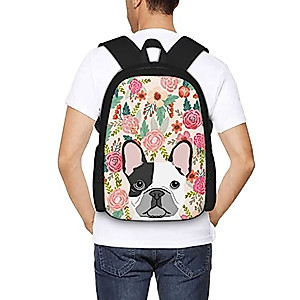 French Bulldog Dogs Floral Boho Flowers Cute Animals Is Life Dog 3D Printing Backpack Durable Light Cozy Laptop Bag Backpacks For adult Teens School Bookbag Travel Hiking Casual Daypack Birthday Gift