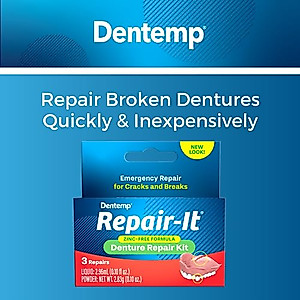 Dentemp Repair Kit - Repair-It Advanced Formula Denture Repair Kit (Pack of 3) - Denture Repair Kit Repairs Broken Dentures - Denture Repair to Mend Cracks & Replace Loose Teeth