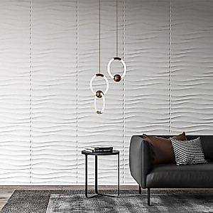 Art3d Plastic 3D Wall Panel PVC Wave Wall Design, White, 19.7" x 19.7" (12-Pack)