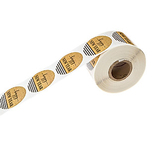 Black & Gold Happy New Year Stickers/500 New Year Labels/Happy New Year Faux Glitter Sticker