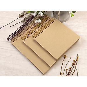 potricher 8 x 8 Inch DIY Scrapbook Photo Album Hardcover Kraft Blank Yellow 80 Pages Wedding and Anniversary Family Photo Album (Yellow, 8 Inch)