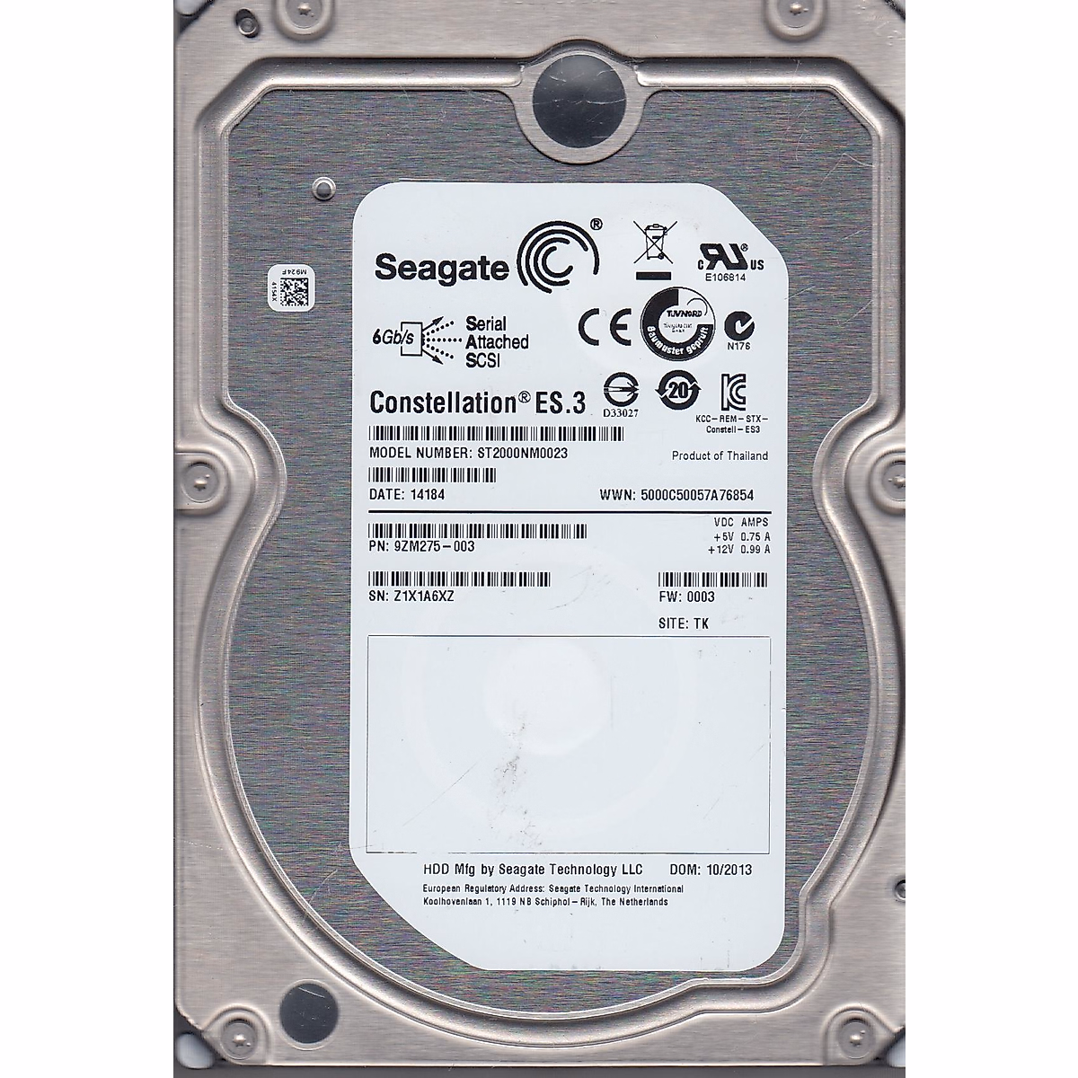 ST2000NM0023, Z1X, TK, PN 9ZM275-003, FW 0003, Seagate 2TB SAS 3.5 Hard Drive (Renewed)