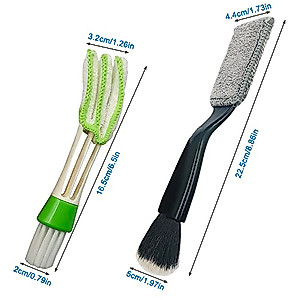 FineGood 2 Pcs Double Head Car Detailing Brushes, Car Brushes Soft Car Cleaning Kit Brush Interior Car Cleaner Detail Brushes for Car Clean