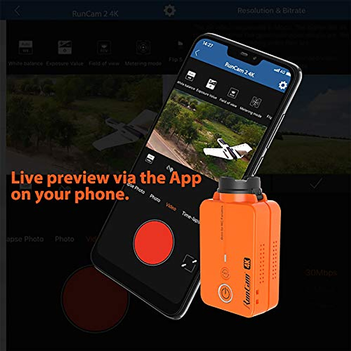 RunCam 2 4K Edition FPV Sports Action Camera 49g WiFi Supported Ultra HD MP4 Camcorder Adjustable FOV, Orange