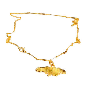 Askana Fashion Unisex Country Flag Map Gold Pendant Necklace (Jamaica)