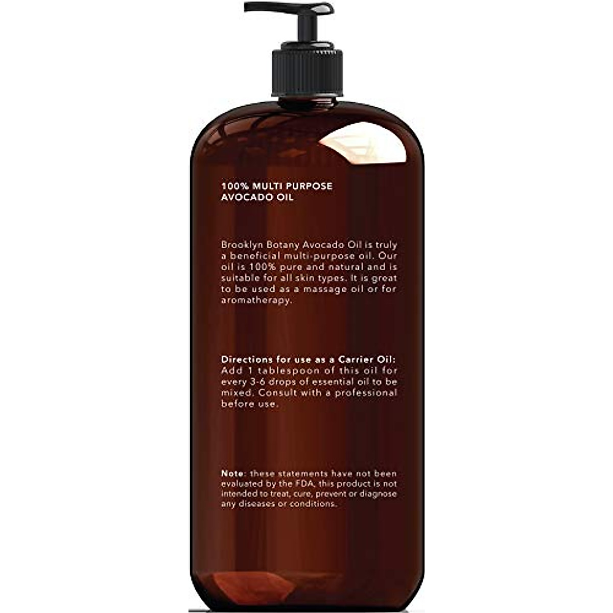 Brooklyn Botany Avocado Oil for Skin, Hair and Face - 100% Pure and Natural Body Oil and Hair Oil - Carrier Oil for Essential Oils, Aromatherapy and Massage Oil - 16 fl Oz