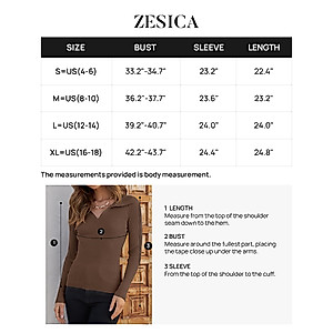 ZESICA Sweaters for Women Spring Long Sleeve V Neck Ribbed Knit Pullover Tops Casual Slim Fit Basic Tee Shirts,Mocha,Small