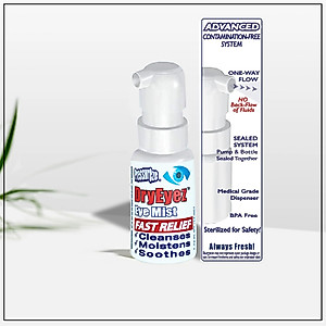 Pressureze DryEyez Natural Eye Relief for Sensitive Eyes. Dry Eyes, Sore Eyes, Irritated Eyes, Preservative-Free, Sterile. Cleanses, Moistens, Soothes 33ml, Made in USA (Pack of 1)