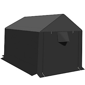 Outdoor Carport Canopy，8x14 ft Heavy Duty Canopy Shed,Metal Frame Storage She with Waterproof, UV Resistant Cover, 2 Rollup Zipper Doors for Backyard, Garden can Store Motorcycle, Garden Tools