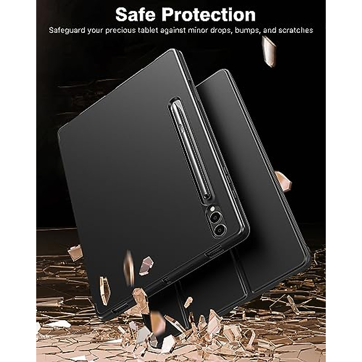 TiMOVO Case for Samsung Galaxy Tab S10+ Plus 2024/S9 Plus 2023, Soft TPU Back Protective Cover with S Pen Holder for Galaxy Tab S10+/S9+ 12.4 inch Tablet, Support Auto Wake/Sleep, Black