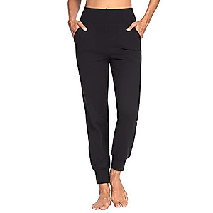 MOVE BEYOND Women's Buttery Soft Yoga Joggers 4 Pockets High Waist Lightweight Sweatpants Running Lounge Pants, Black, M
