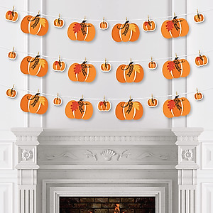 Big Dot of Happiness Fall Pumpkin - Halloween or Thanksgiving Party DIY Decorations - Clothespin Garland Banner - 44 Pieces