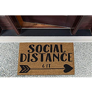 DII Quarantine Doormat Collection, Natural Coir Fiber, Non-Slip PVC Backing, 18x30, Social Distance