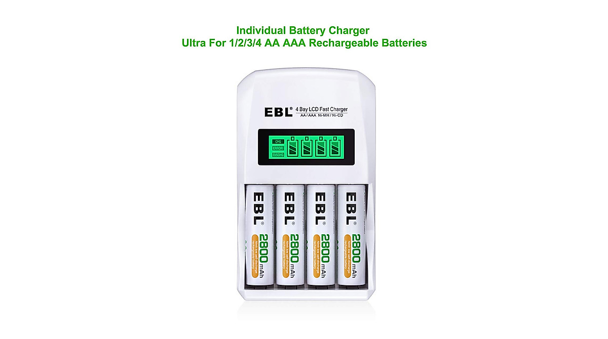 EBL LCD Battery Charger for AA/AAA Rechargeable Ni-MH Batteries