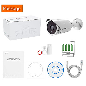 JideTech 5MP POE Outdoor IP Security Camera, 65ft IR Night Vision Motion Detection IP66 Waterproof