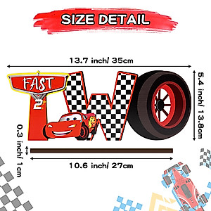 DYhuiyia Race Two Table Centerpieces - Race Car Two Fast Letter Sign Curious Wooden Table Decoration Let’s Go Racing Car Party Supplies Favors for 2nd Birthday Boys Kids Baby Shower Photo Booth Props