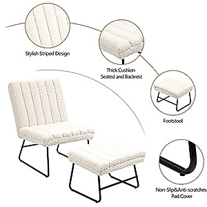 Homedot Living Room Chair Adjustable Backrest, Modern Accent Chair with Ottoman Foot Rest Comfortable Faux Velvet Recliner Chair with Footstool for Living Room,Reading Room