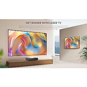 Hisense 100L5H Laser TV Ultra Short Throw Projector with 100" ALR High Gain Screen, 4K UHD, 2700 ANSI Lumens, Dolby Vision & Atmos, HDR10, Google TV, Netflix