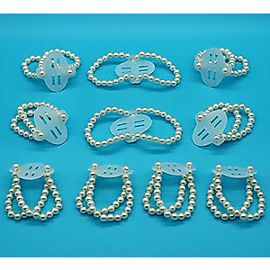 Yokoke Set of 10 Elastic Pearl Wrist Corsage Bands DIY Flower Hand Corsages Bracelets Accessories for Wedding Festival Beach Party Prom (White B)