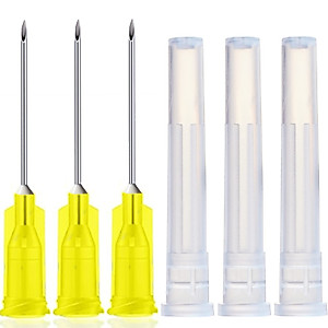 100 Pack 20Ga 1Inch Sterile Disposable Injection Needl with Cap for Scientific and Industrial Dispensing Needl Accessories