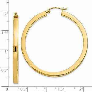 Large 14k Yellow Gold Square-Tubed Hoop Earrings (3mm Thick), (45mm)