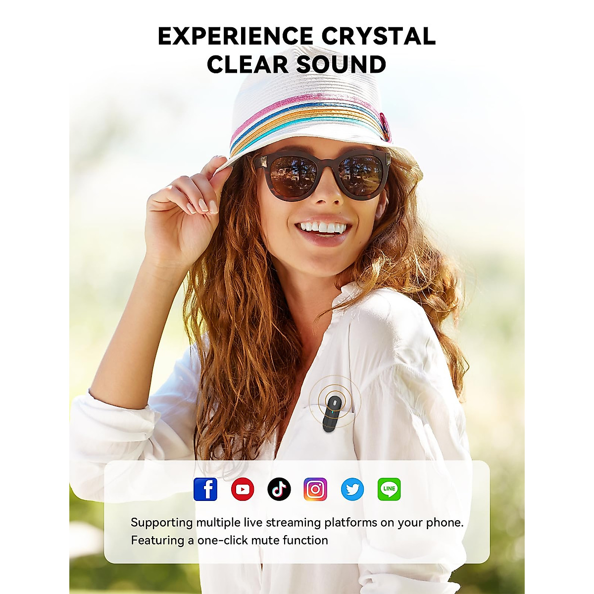 maxtopfit Wireless Lavalier Microphones for iPhone iPad Android - Double Mics Mini Microphone with Noise Cancellation and Mute Function, Lapel Microphone for YouTube,Tiktok,Interview