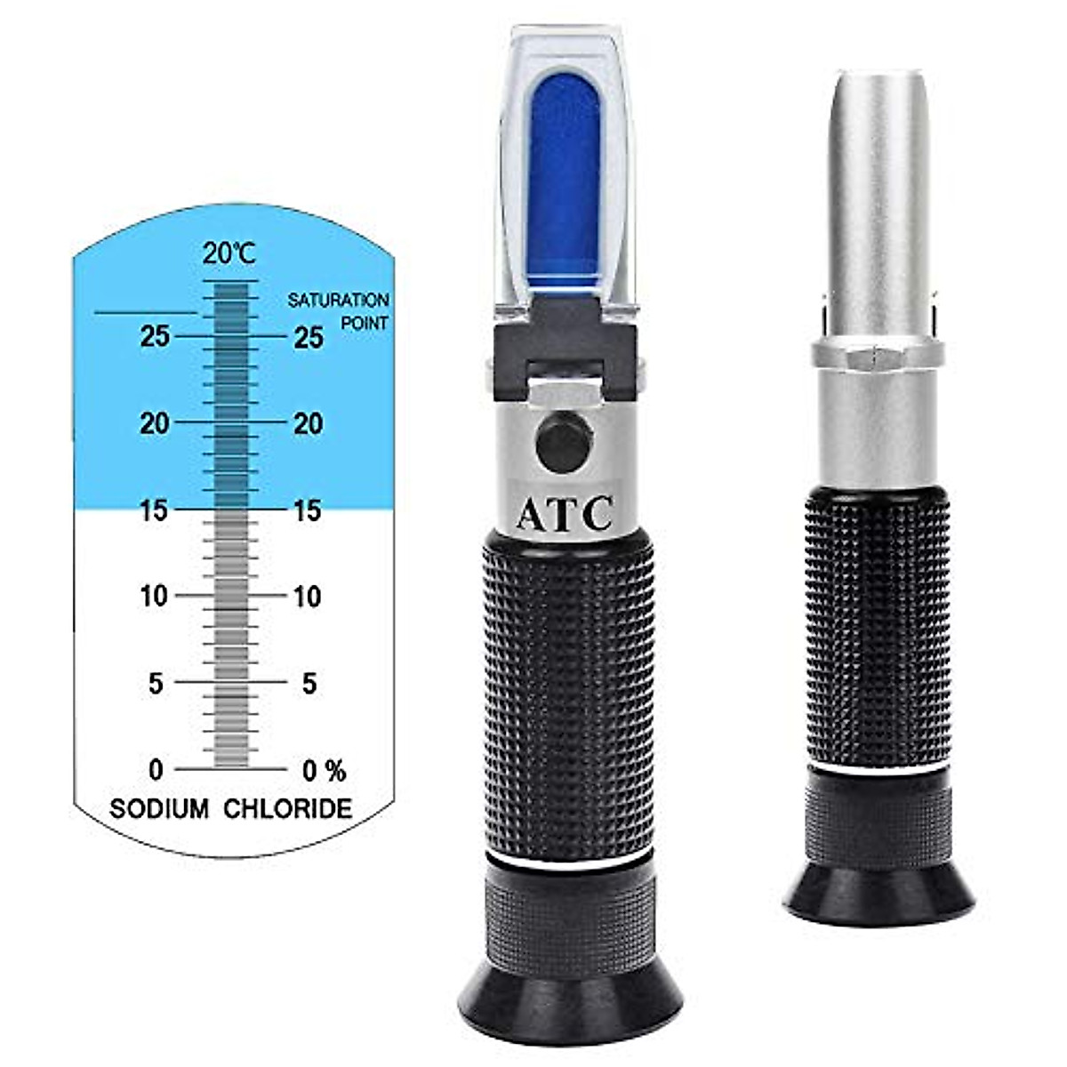 Salinity Refractometer 0~28% Scale Range, Measuring Sodium Chloride Content in Brine, Seawater and Industry. Salinometer for Food with Automatic Temperature Compensation (ATC)