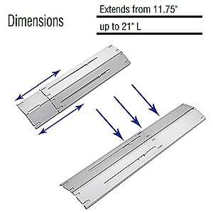 Damile Grill Heat Plates Shield Burner Covers Replacement, Grill Heat Shield Heat Tent Grill Plates for Gas Grill BBQ Grill Parts Kit Adjustable for Gas Grill, Extends from 11.75" up to 21" L, 5-Pack