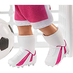 Barbie Soccer Coach Playset with Blonde Soccer Coach Doll, Student Doll and Accessories: Soccer Ball, Clipboard, Goal Net, Cones, Bench and More for Ages 3 and Up