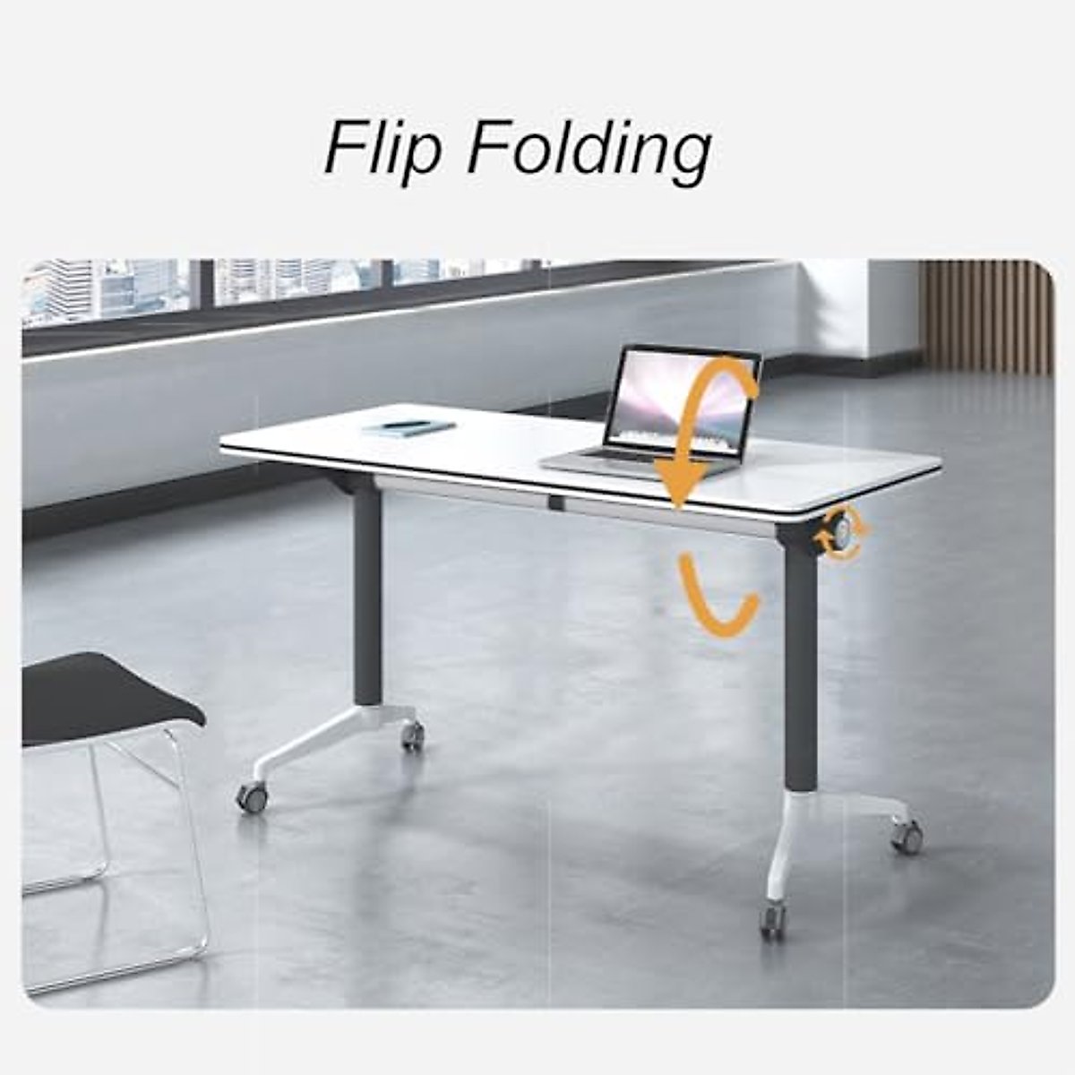 3pcs Foldable Conference Tables, Flip Top Mobile Training Table with Modesty and Lockable Wheels,Quickly Change from Horizontal to Vertical (Color : C, Size : 120 * 40 * 75cm)