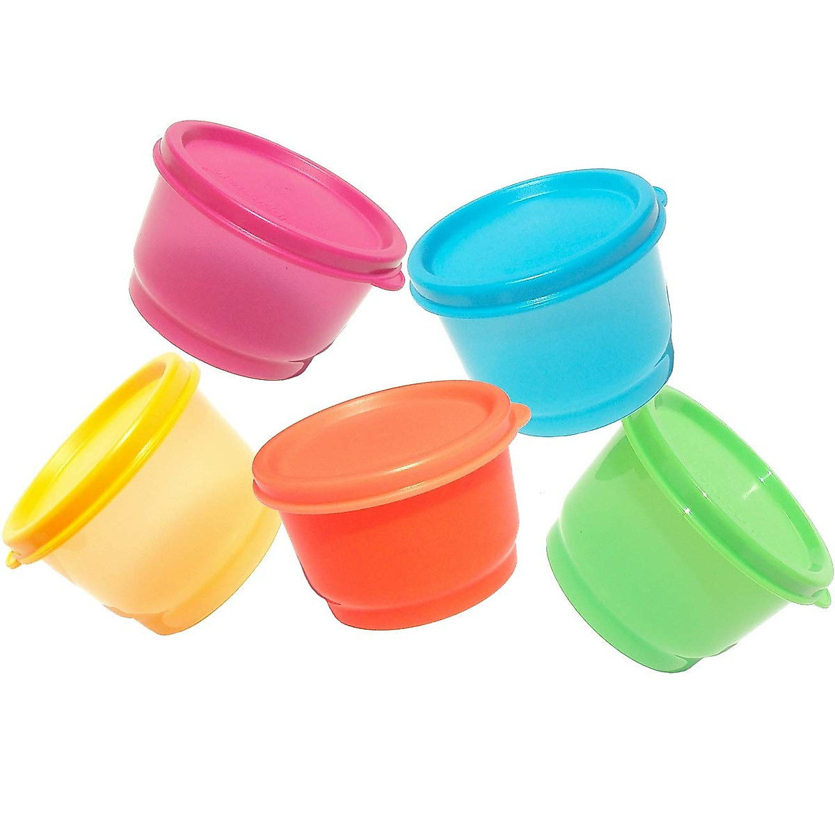 Tupperware Snack Cup Lunch Set of 5 Small Bowls HTF Colors