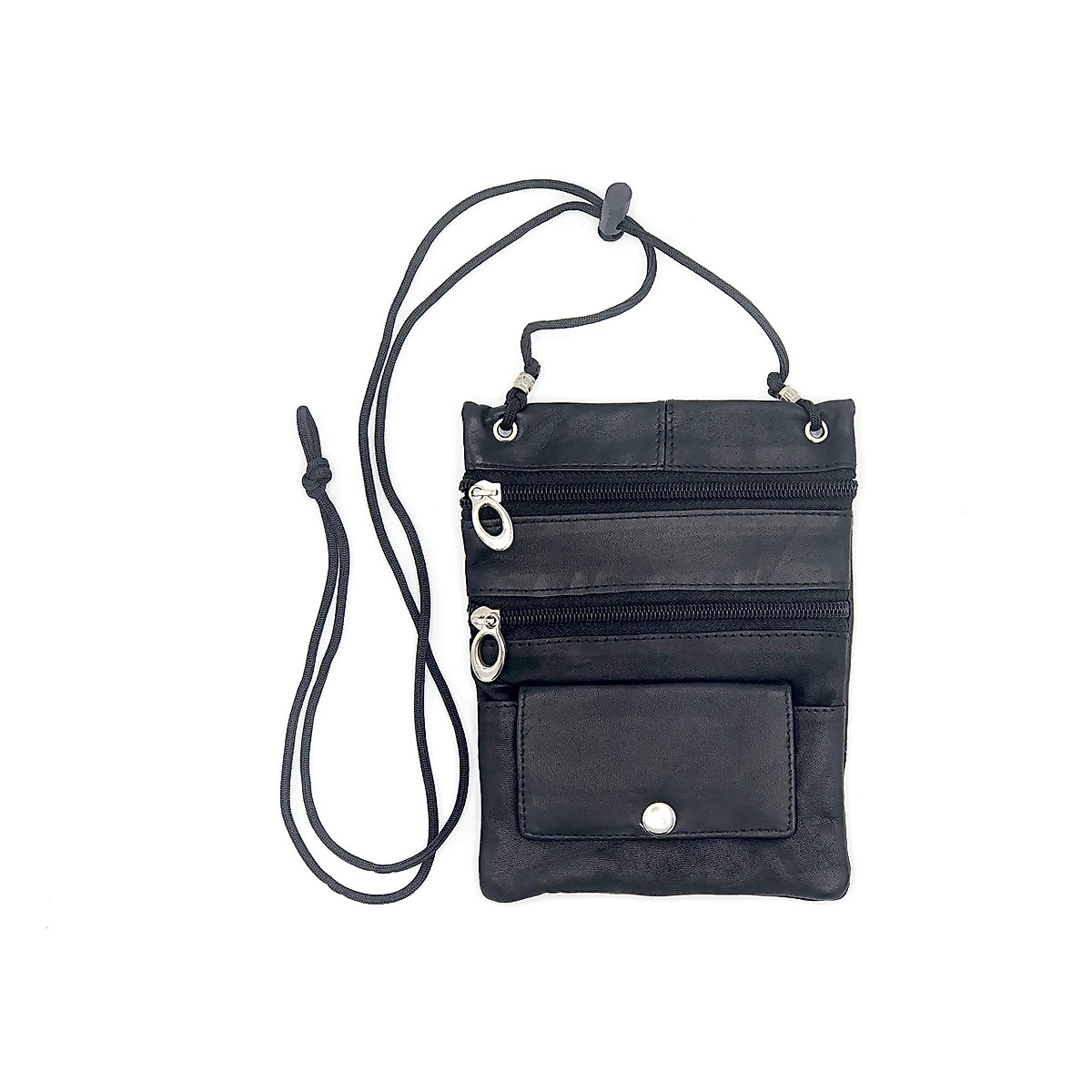 Goson Leather Purse Organizer Shoulder Bag 4 Pocket Micro Handbag Travel Wallet - 2 Pack (Black & Red)