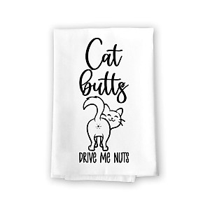 Honey Dew Gifts, Cat Butts Drive Me Nuts, Funny Cat Kitchen Towels, Multi-Purpose Pet Lovers Dish and Hand Cotton Flour Sack Towel