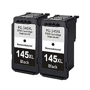 Remanufactured for Canon PG-145XL Black Ink Cartridge PG-145 Ink Cartridges Replacement for Canon Pixma iP2810 MG2410 MG2510 MG2910 MG3010 Printer 2 Black