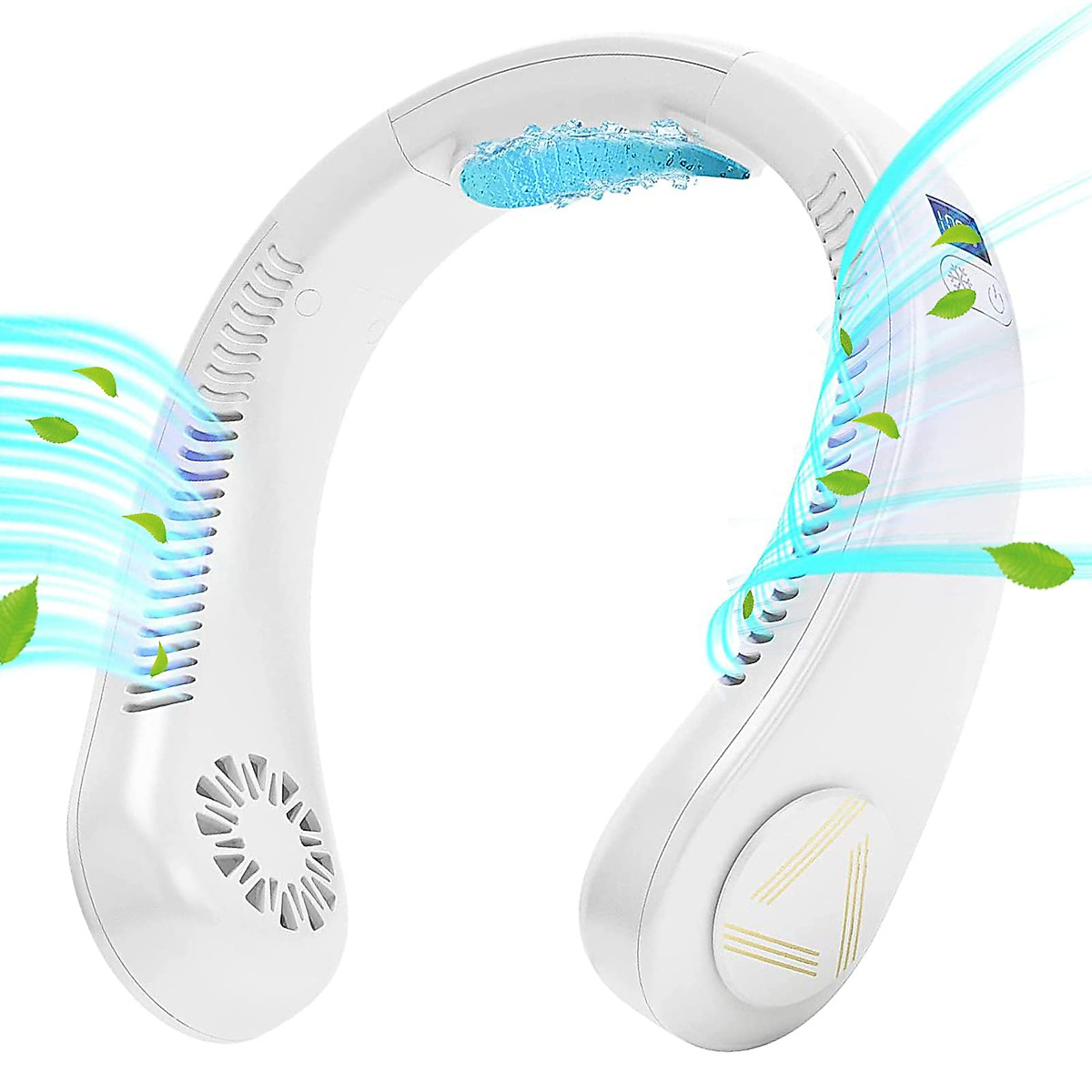 Portable Neck Fan, Upgraded Personal Wearable Air Conditioner Bladeless Fan, Hands Free Semiconductor Chip Cooling Fan,Headphone Design with 4000mAh Battery 3 Speed Mode LED Display for Home/ Office/ Travel