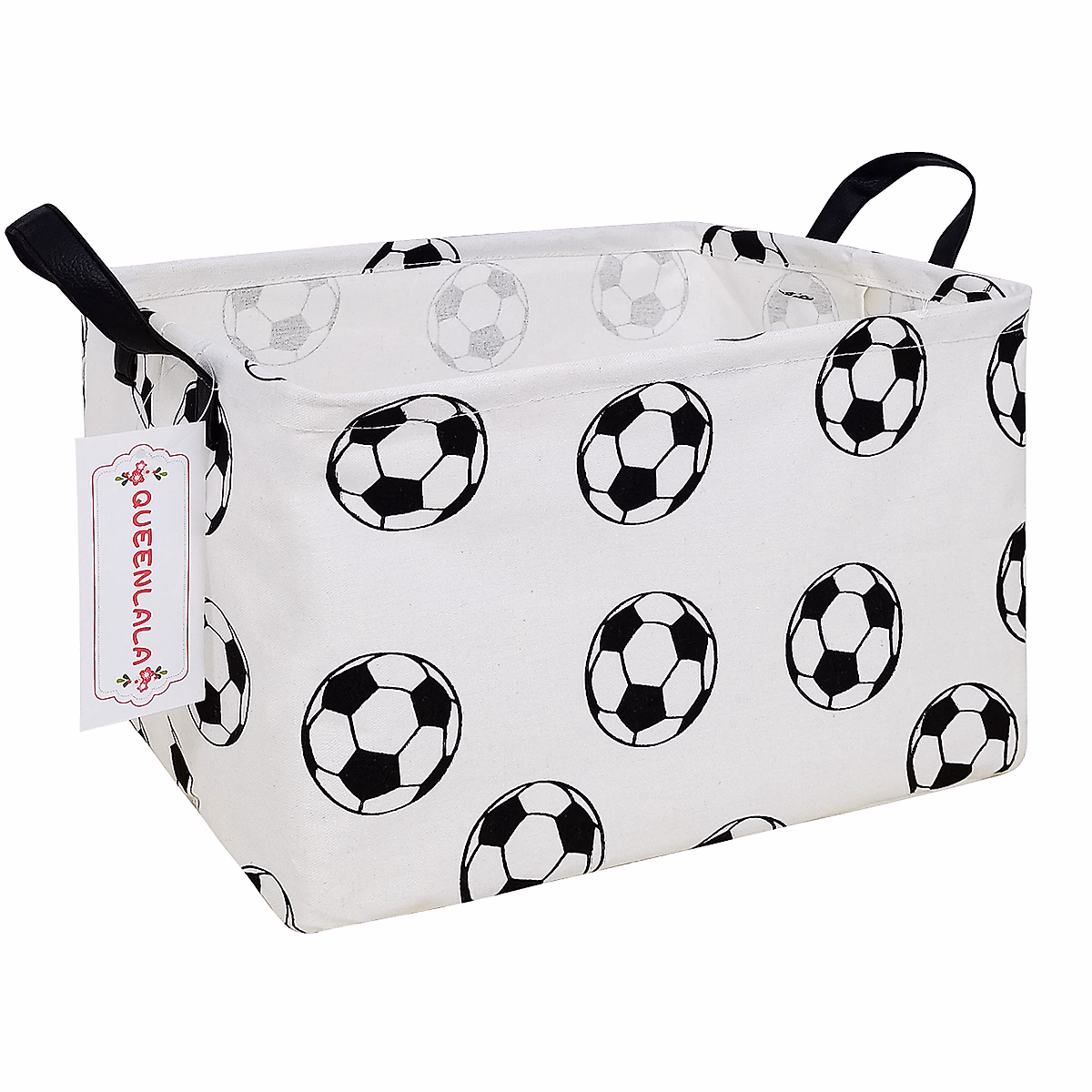 QUEENLALA Rectangular Laundry Hamper/Foldable Nursery Laundry Basket for Organizing/Storage Bin Baskets/Children Toy Office Bedroom/Toy Bin Closet Shelf Baskets（Rec-Football）