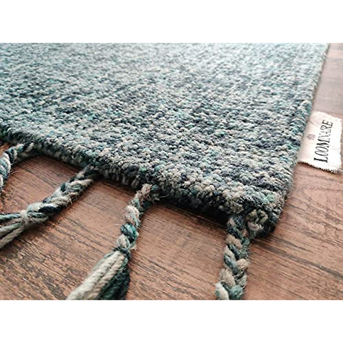 LOOMINAIRE Handmade Carpet Nomad Midnight Blue Wool Natural Fiber Easy Maintenance Rug for Living Room Bed Room Family Room Floors (8' x 10')