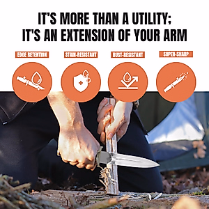 Perkin Hunting Knife - 13” Double Edge Knife - Handmade Knife With Leather Sheath - 440C Razor Sharp Steel Spear Point Blade with Colored Bone Handle for Camping, Tactical, and Survival