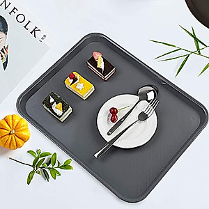Readsky 6 Pack Plastic Serving Tray, Fast Food Plastic Trays, Deep Gray