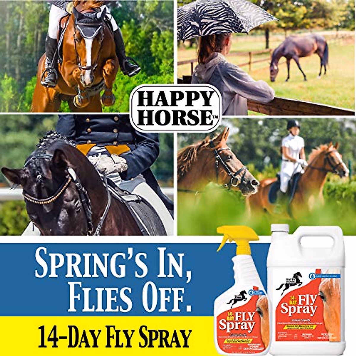 Happy Horse Fly Spray, 14-Day Sweat and Weather Resistant Long Lasting Fly Spray, 32oz