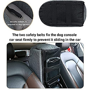 Cathpetic Dog Car Seat Pet Supplies - Travel Bags for Dogs Cats Portable Console Dog Car Seat Washable Dog Cat Booster Seat on Car Armrest Included Safety Tethers Perfect Car Seat for Dogs Cats