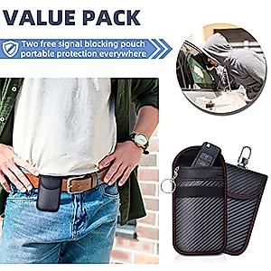 Samfolk Faraday Box with Faraday Pouch 2 Pack, Keyless Entry Car Key Safe Protector RFID Anti-Theft Signal Blocking Cages