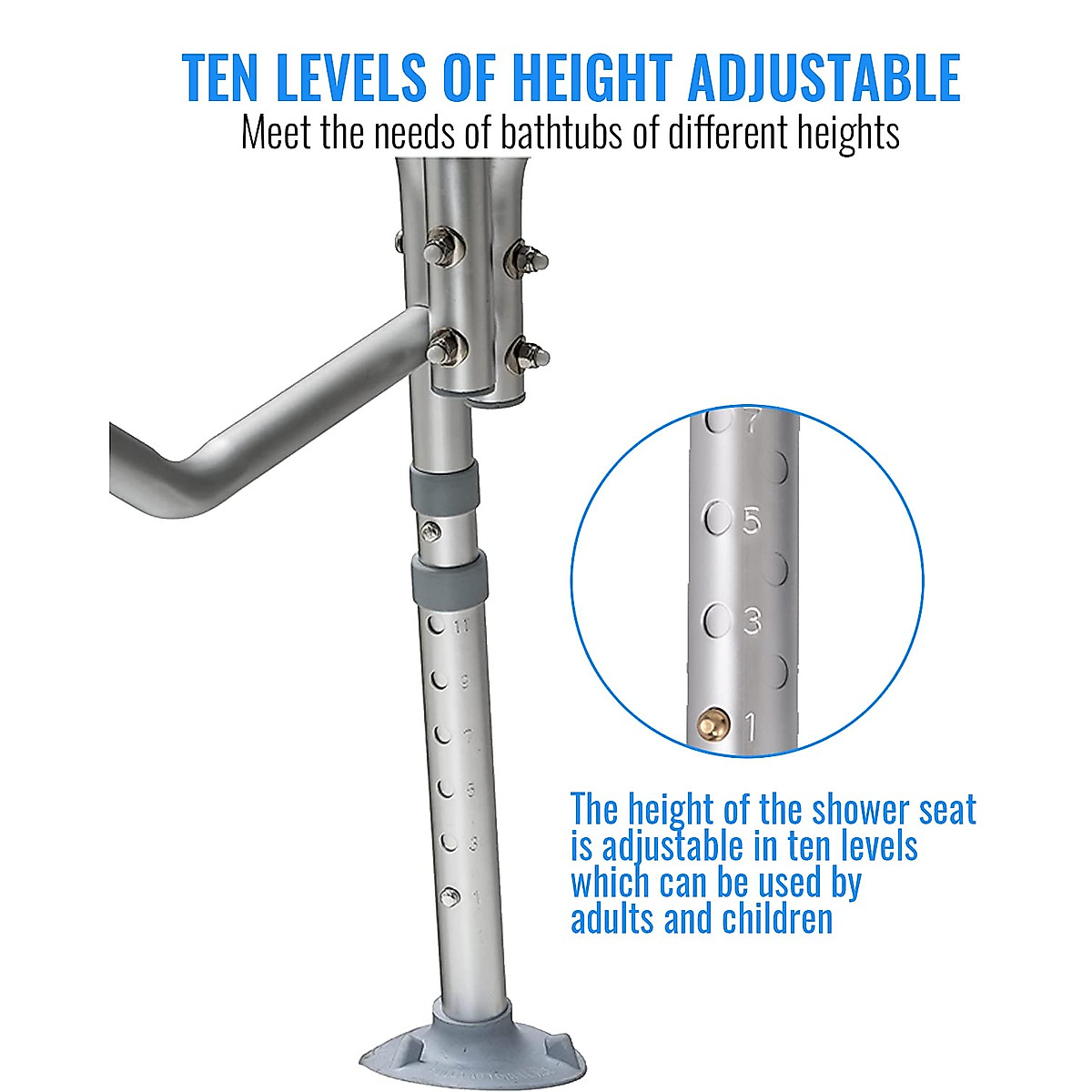 Non Slip Tub Transfer Bench for Bathtub, Shower Transfer Bench for Elderly and Disabled, Adjustable Shower Transfer Bench for Bathtub with Reversible Back, Transfer Tub Bench Bathroom Aid