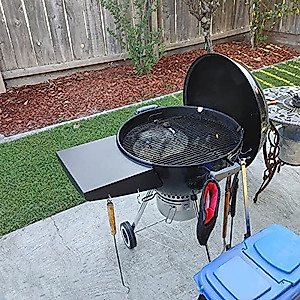 GRISUN Grill Table Shelf and Lid Holder for Weber Kettle Grills 22 Inches, Charcoal Grill Side Table Shelf and Slide a Side Lid Prop, Charcoal Grill Accessories for Weber, (Grill No Included)