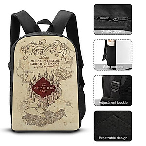 Map Simple Backpack Lightweight Cartoon Printed Bags Travel Computer Backpacks